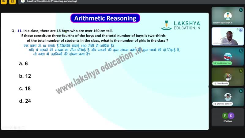 Reasoning Live Classes 2025 Arithmetic Reasoning Batch 3 - Part 2 : (19 ...